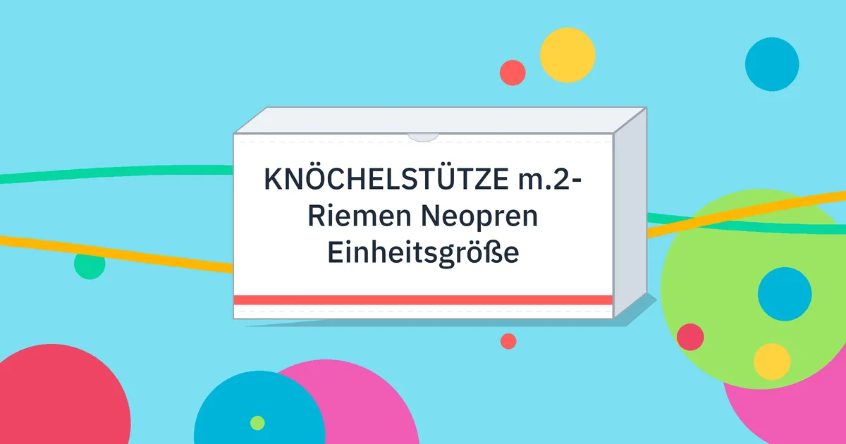 Symbolbild: Packung mit der Aufschrift KNÖCHELSTÜTZE m.2-Riemen Neopren Einheitsgröße (PZN 19071965) – Verfügbarkeit und Bezug in Apotheken in Frankfurt am Main