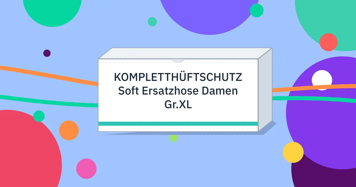 Symbolbild: Packung mit der Aufschrift KOMPLETTHÜFTSCHUTZ Soft Ersatzhose Damen Gr.XL (PZN 09372097) – Verfügbarkeit und Bezug in Apotheken in Frankfurt am Main
