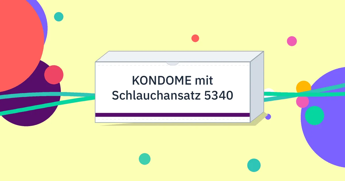 Symbolbild: Packung mit der Aufschrift KONDOME mit Schlauchansatz 5340 (PZN 00586460) – Verfügbarkeit und Bezug in Apotheken in Frankfurt am Main