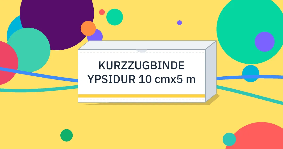 Symbolbild: Packung mit der Aufschrift KURZZUGBINDE YPSIDUR 10 cmx5 m (PZN 07607449) – Verfügbarkeit und Bezug in Apotheken in Frankfurt am Main