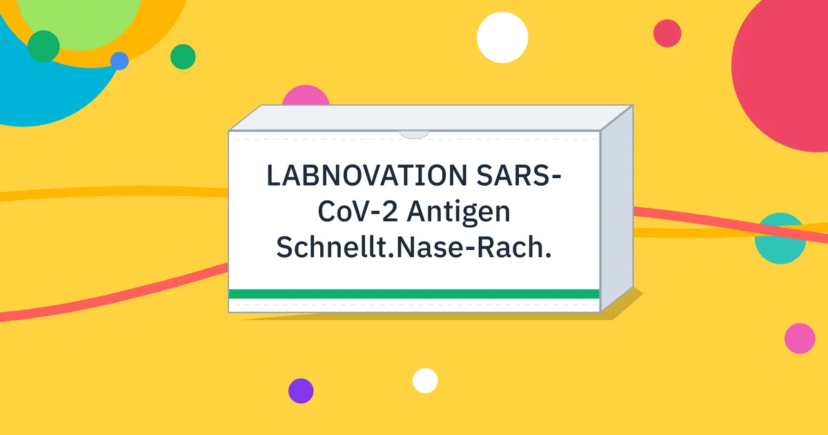 Symbolbild: Packung mit der Aufschrift LABNOVATION SARS-CoV-2 Antigen Schnellt.Nase-Rach. (PZN 16955706) – Verfügbarkeit und Bezug in Apotheken in Frankfurt am Main
