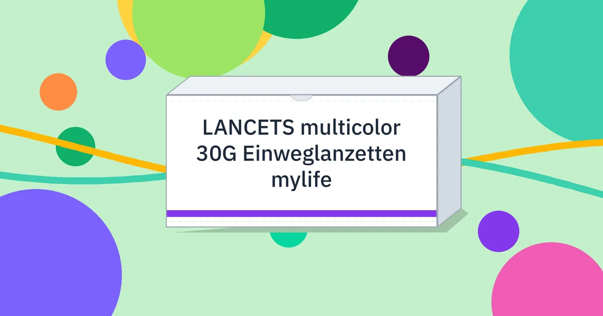 Symbolbild: Packung mit der Aufschrift LANCETS multicolor 30G Einweglanzetten mylife (PZN 09728996) – Verfügbarkeit und Bezug in Apotheken in Frankfurt am Main