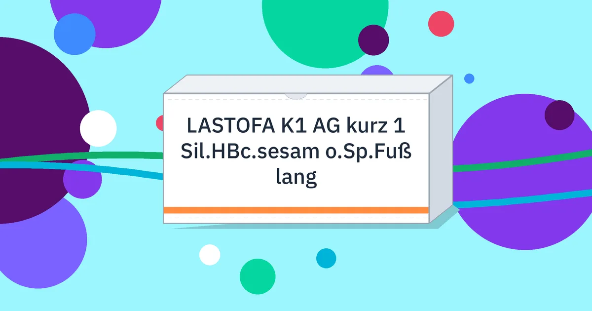 Symbolbild: Packung mit der Aufschrift LASTOFA K1 AG kurz 1 Sil.HBc.sesam o.Sp.Fuß lang (PZN 14147830) – Verfügbarkeit und Bezug in Apotheken in Frankfurt am Main