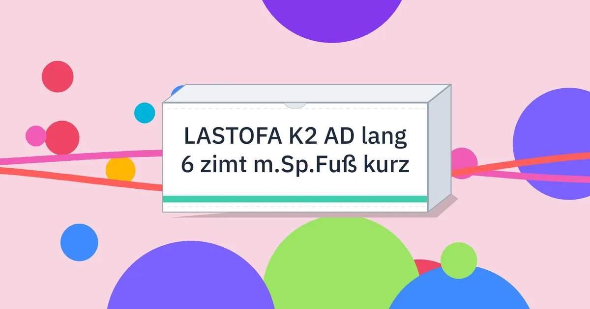 Symbolbild: Packung mit der Aufschrift LASTOFA K2 AD lang 6 zimt m.Sp.Fuß kurz (PZN 13801279) – Verfügbarkeit und Bezug in Apotheken in Frankfurt am Main