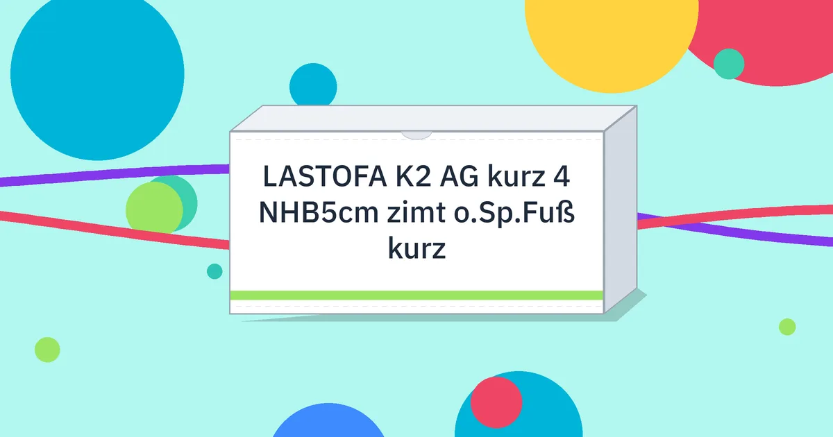 Symbolbild: Packung mit der Aufschrift LASTOFA K2 AG kurz 4 NHB5cm zimt o.Sp.Fuß kurz (PZN 13805260) – Verfügbarkeit und Bezug in Apotheken in Frankfurt am Main