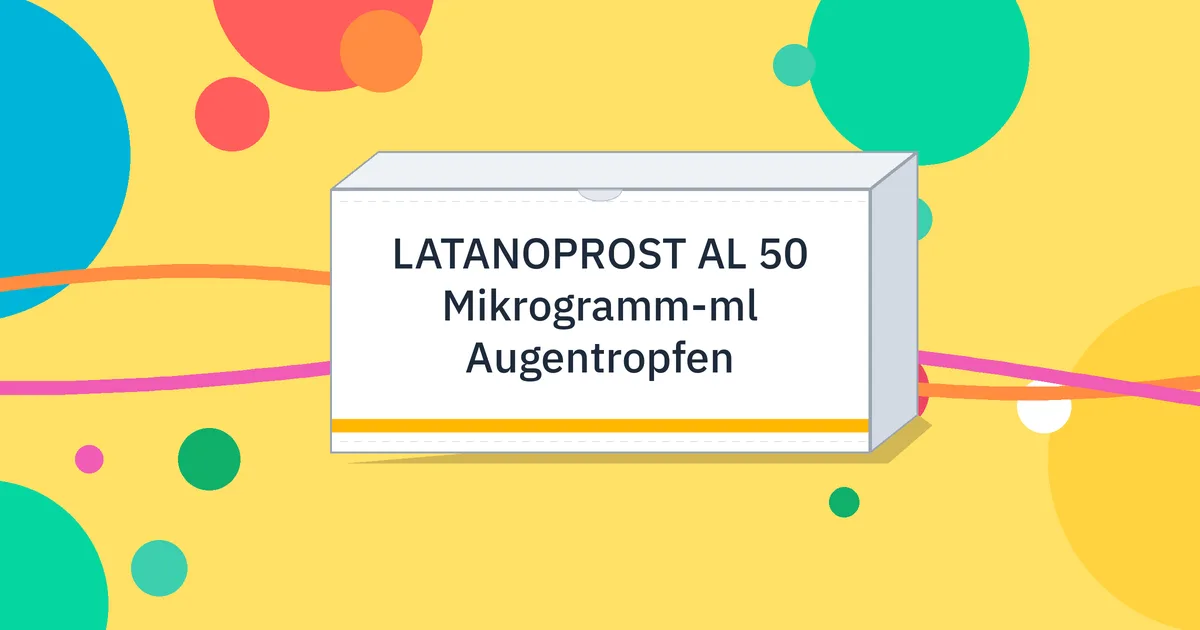 Symbolbild: Packung mit der Aufschrift LATANOPROST AL 50 Mikrogramm-ml Augentropfen (PZN 08469038) – Verfügbarkeit und Bezug in Apotheken in Frankfurt am Main