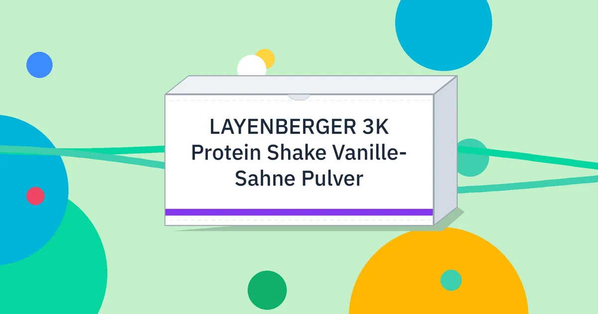 Symbolbild: Packung mit der Aufschrift LAYENBERGER 3K Protein Shake Vanille-Sahne Pulver (PZN 18163808) – Verfügbarkeit und Bezug in Apotheken in Frankfurt am Main