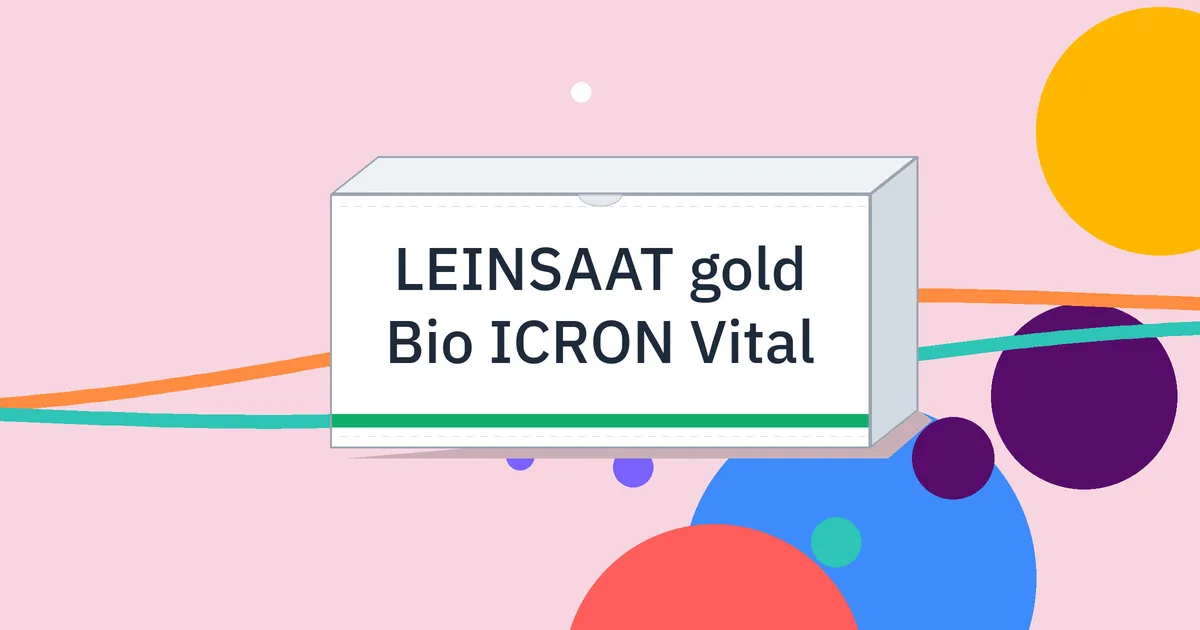 Symbolbild: Packung mit der Aufschrift LEINSAAT gold Bio ICRON Vital (PZN 07089807) – Verfügbarkeit und Bezug in Apotheken in Frankfurt am Main