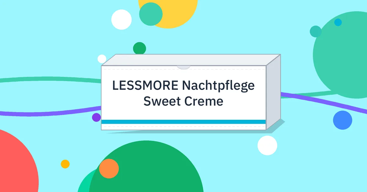 Symbolbild: Packung mit der Aufschrift LESSMORE Nachtpflege Sweet Creme (PZN 17881973) – Verfügbarkeit und Bezug in Apotheken in Frankfurt am Main