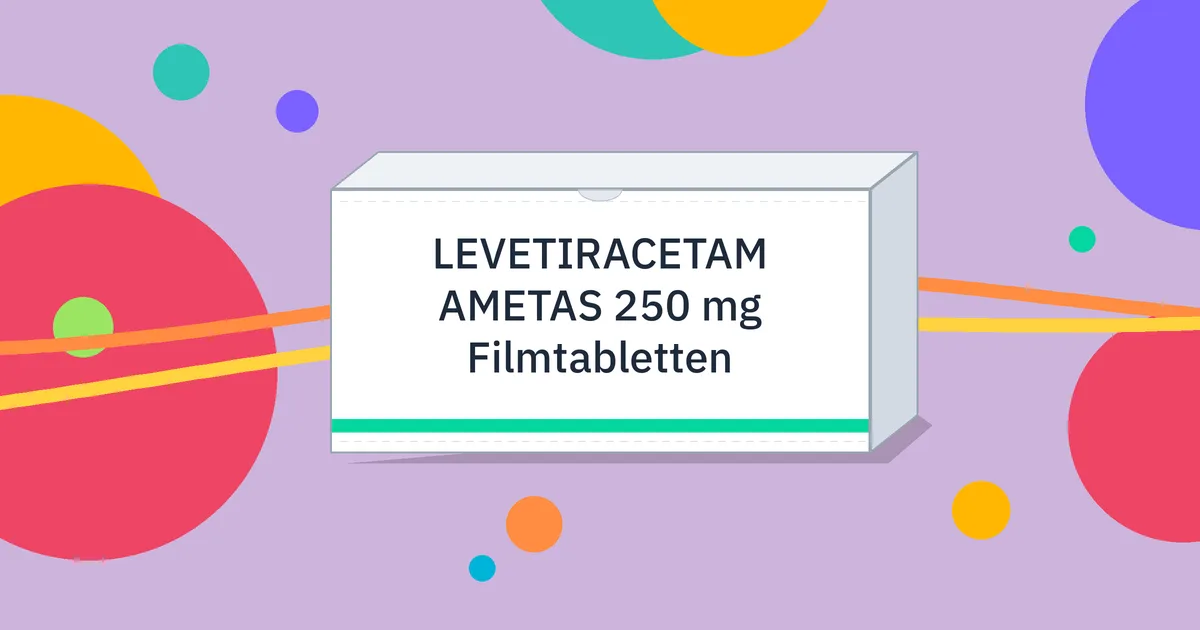Symbolbild: Packung mit der Aufschrift LEVETIRACETAM AMETAS 250 mg Filmtabletten (PZN 18090535) – Verfügbarkeit und Bezug in Apotheken in Frankfurt am Main