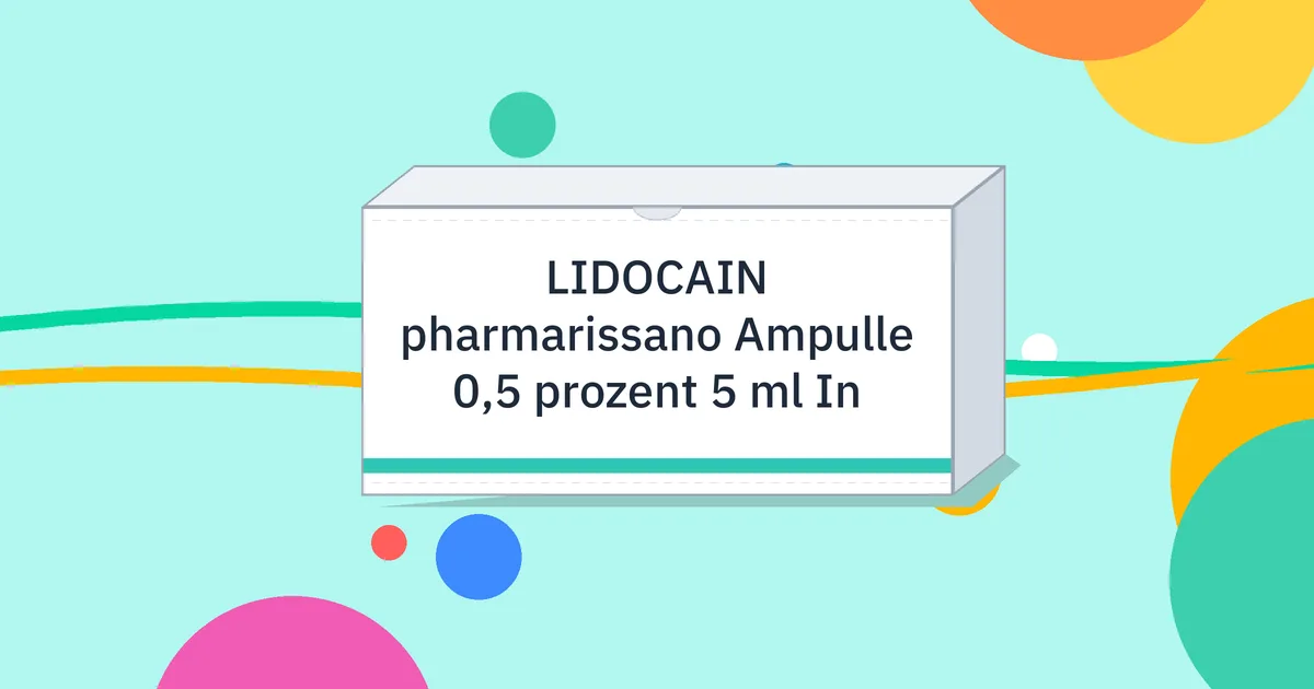 Symbolbild: Packung mit der Aufschrift LIDOCAIN pharmarissano Ampulle 0,5 prozent 5 ml In (PZN 16815980) – Verfügbarkeit und Bezug in Apotheken in Frankfurt am Main