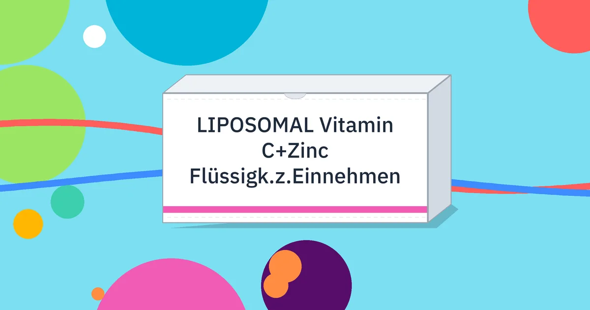 Symbolbild: Packung mit der Aufschrift LIPOSOMAL Vitamin C+Zinc Flüssigk.z.Einnehmen (PZN 19407299) – Verfügbarkeit und Bezug in Apotheken in Frankfurt am Main