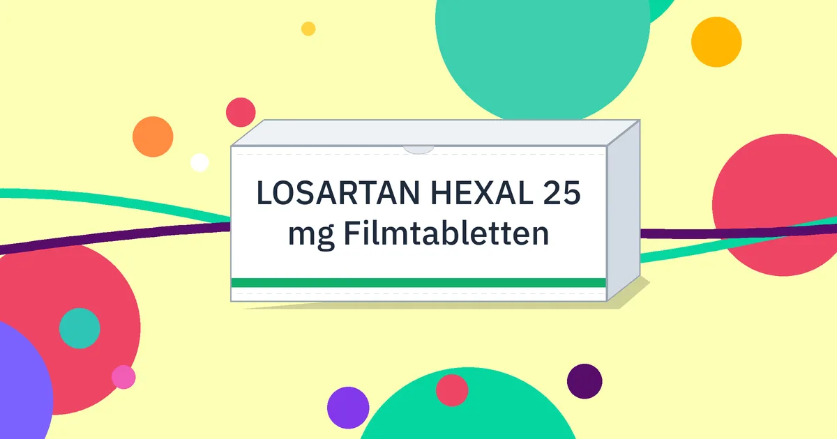 Symbolbild: Packung mit der Aufschrift LOSARTAN HEXAL 25 mg Filmtabletten (PZN 01592267) – Verfügbarkeit und Bezug in Apotheken in Frankfurt am Main
