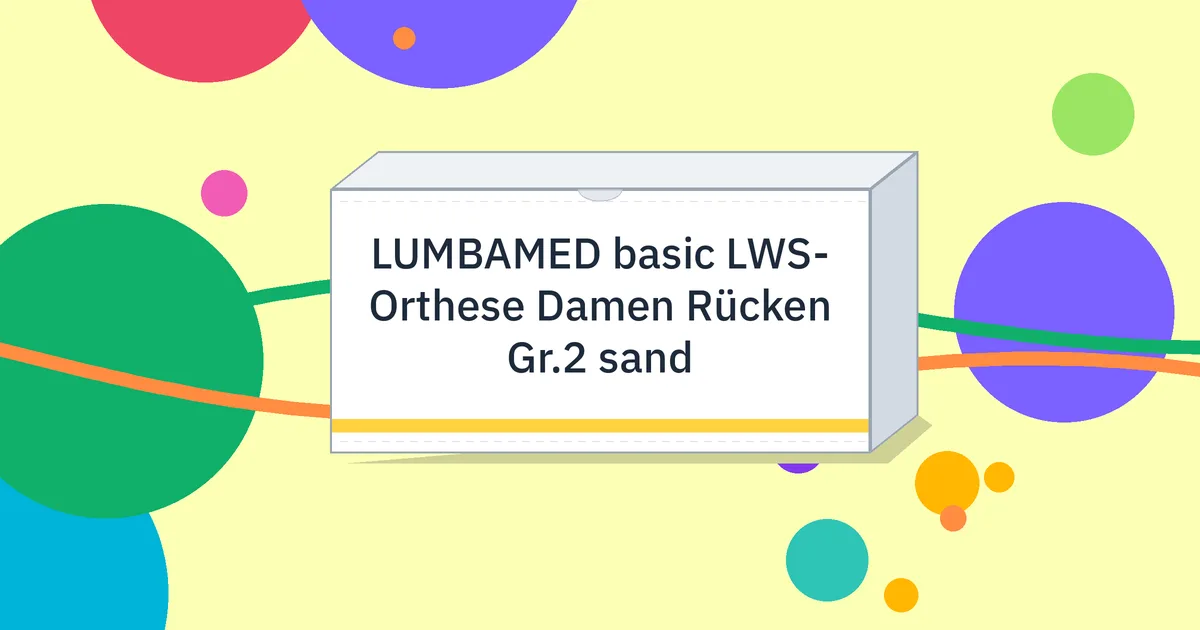 Symbolbild: Packung mit der Aufschrift LUMBAMED basic LWS-Orthese Damen Rücken Gr.2 sand (PZN 18827906) – Verfügbarkeit und Bezug in Apotheken in Frankfurt am Main
