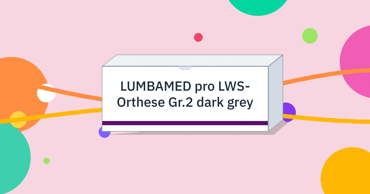 Symbolbild: Packung mit der Aufschrift LUMBAMED pro LWS-Orthese Gr.2 dark grey (PZN 20603918) – Verfügbarkeit und Bezug in Apotheken in Frankfurt am Main