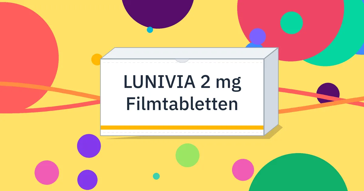 Symbolbild: Packung mit der Aufschrift LUNIVIA 2 mg Filmtabletten (PZN 16626983) – Verfügbarkeit und Bezug in Apotheken in Frankfurt am Main