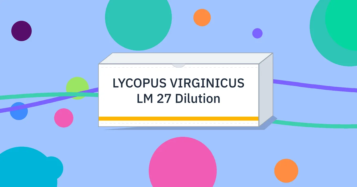 Symbolbild: Packung mit der Aufschrift LYCOPUS VIRGINICUS LM 27 Dilution (PZN 13538669) – Verfügbarkeit und Bezug in Apotheken in Frankfurt am Main
