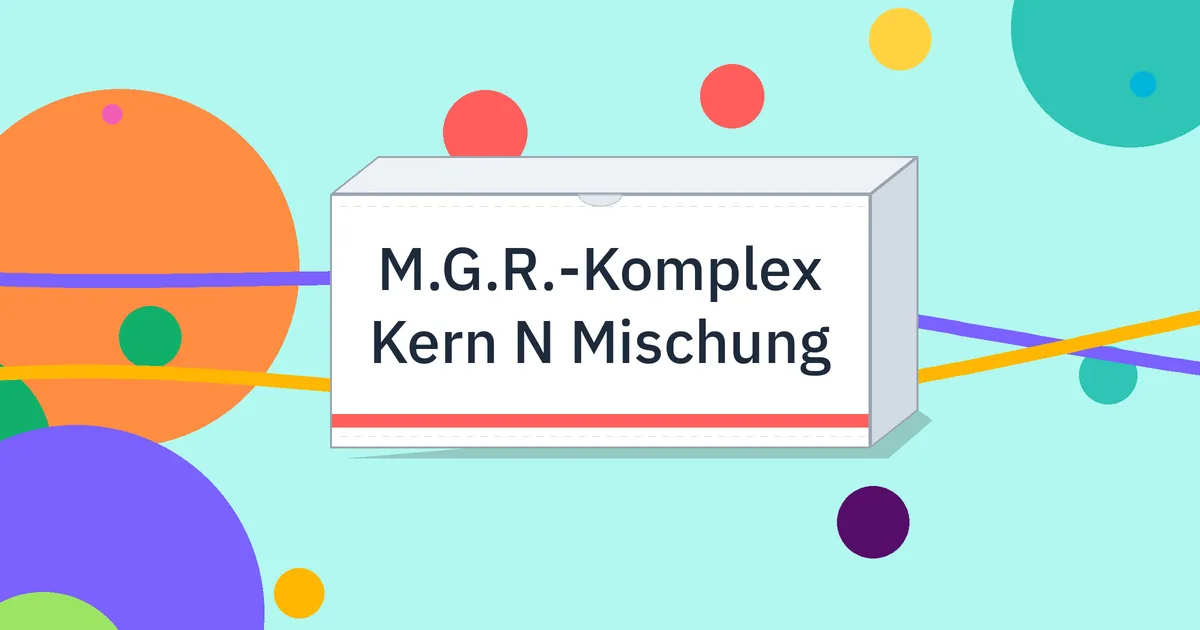 Symbolbild: Packung mit der Aufschrift M.G.R.-Komplex Kern N Mischung (PZN 00324731) – Verfügbarkeit und Bezug in Apotheken in Frankfurt am Main