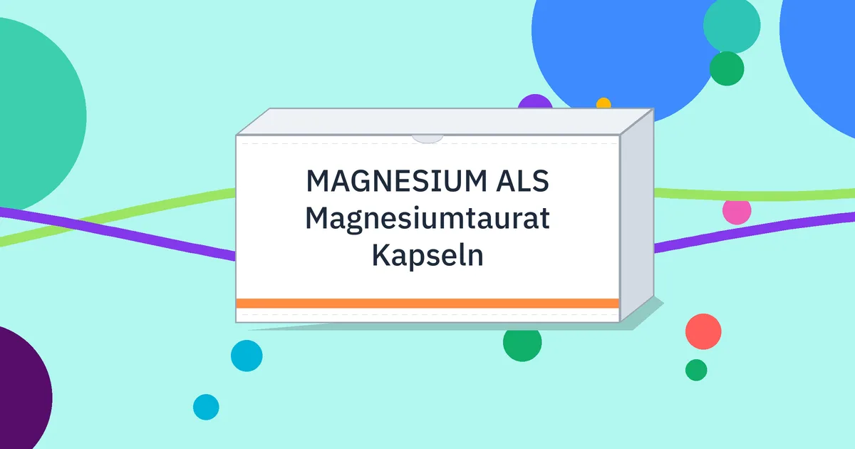 Symbolbild: Packung mit der Aufschrift MAGNESIUM ALS Magnesiumtaurat Kapseln (PZN 20407525) – Verfügbarkeit und Bezug in Apotheken in Frankfurt am Main