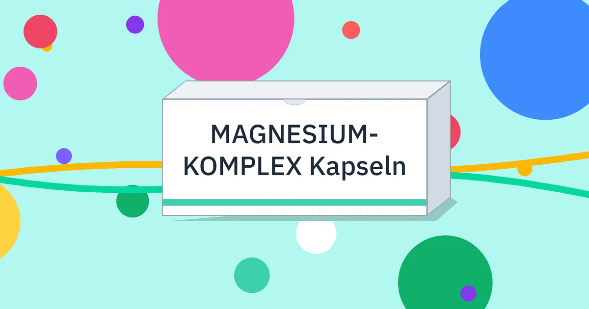 Symbolbild: Packung mit der Aufschrift MAGNESIUM-KOMPLEX Kapseln (PZN 20634787) – Verfügbarkeit und Bezug in Apotheken in Frankfurt am Main