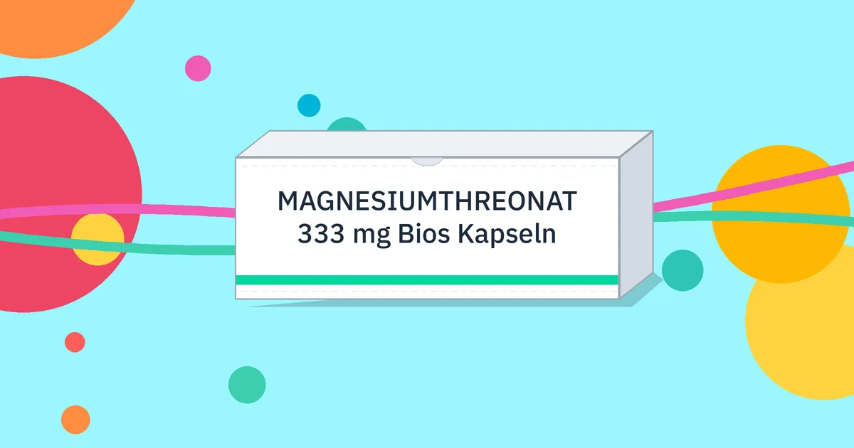 Symbolbild: Packung mit der Aufschrift MAGNESIUMTHREONAT 333 mg Bios Kapseln (PZN 19954423) – Verfügbarkeit und Bezug in Apotheken in Frankfurt am Main