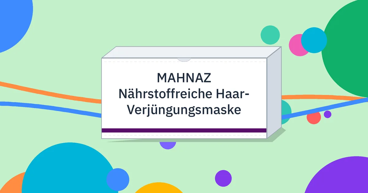 Symbolbild: Packung mit der Aufschrift MAHNAZ Nährstoffreiche Haar-Verjüngungsmaske (PZN 10314343) – Verfügbarkeit und Bezug in Apotheken in Frankfurt am Main