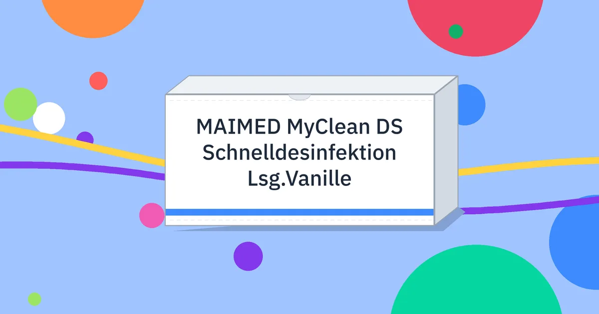 Symbolbild: Packung mit der Aufschrift MAIMED MyClean DS Schnelldesinfektion Lsg.Vanille (PZN 10305841) – Verfügbarkeit und Bezug in Apotheken in Frankfurt am Main