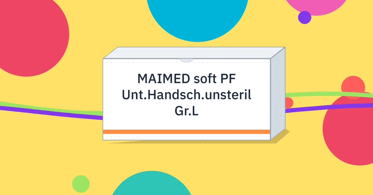 Symbolbild: Packung mit der Aufschrift MAIMED soft PF Unt.Handsch.unsteril Gr.L (PZN 02680281) – Verfügbarkeit und Bezug in Apotheken in Frankfurt am Main