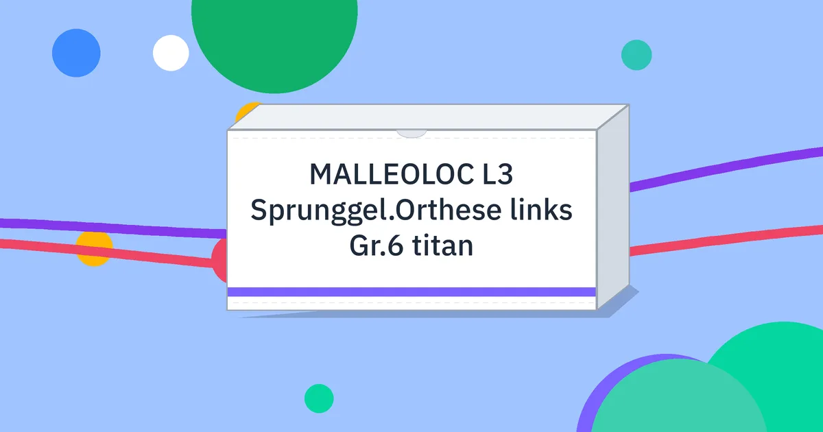 Symbolbild: Packung mit der Aufschrift MALLEOLOC L3 Sprunggel.Orthese links Gr.6 titan (PZN 14002391) – Verfügbarkeit und Bezug in Apotheken in Frankfurt am Main