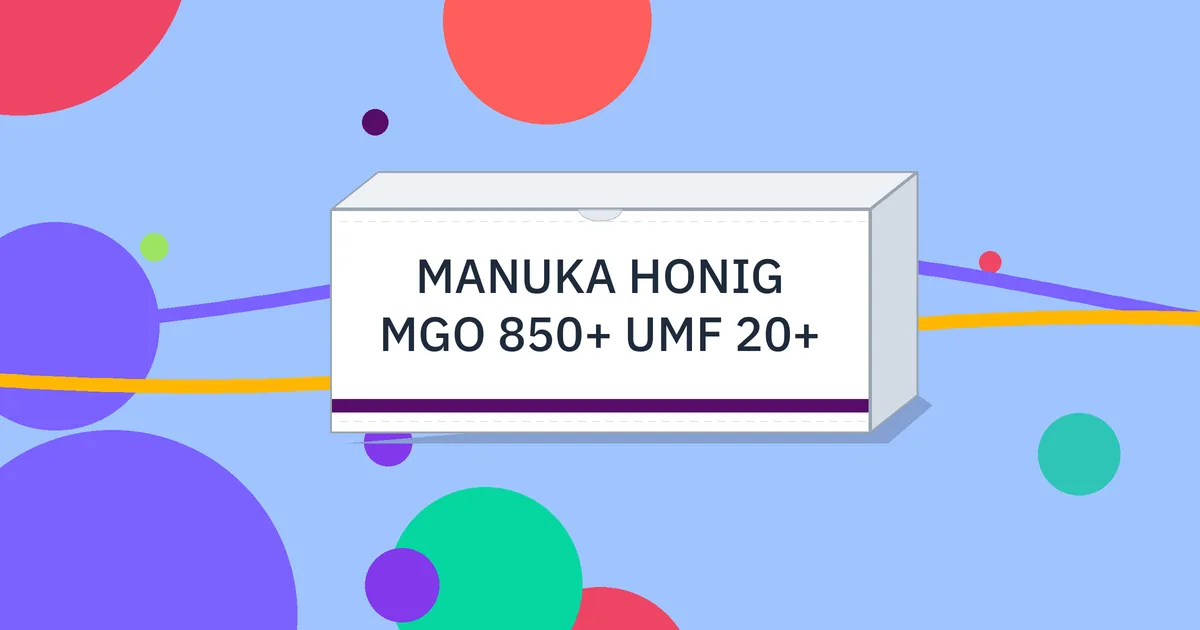Symbolbild: Packung mit der Aufschrift MANUKA HONIG MGO 850+ UMF 20+ (PZN 20860963) – Verfügbarkeit und Bezug in Apotheken in Frankfurt am Main