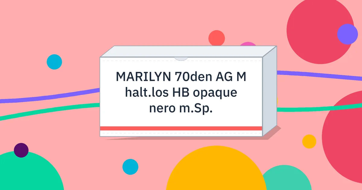 Symbolbild: Packung mit der Aufschrift MARILYN 70den AG M halt.los HB opaque nero m.Sp. (PZN 16186254) – Verfügbarkeit und Bezug in Apotheken in Frankfurt am Main