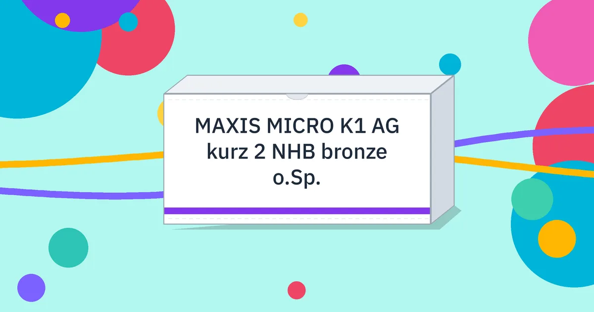 Symbolbild: Packung mit der Aufschrift MAXIS MICRO K1 AG kurz 2 NHB bronze o.Sp. (PZN 17672324) – Verfügbarkeit und Bezug in Apotheken in Frankfurt am Main