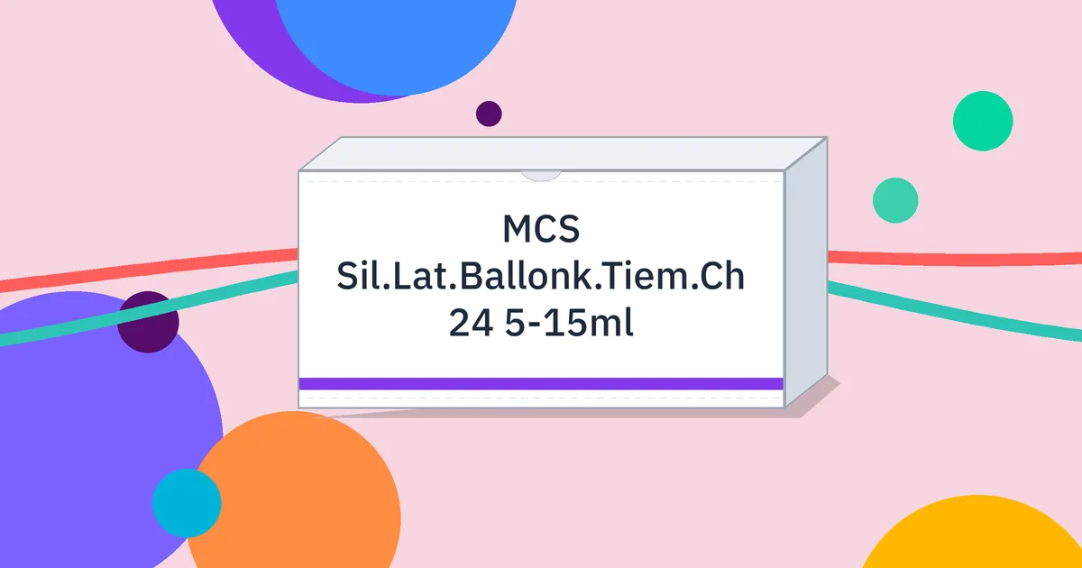 Symbolbild: Packung mit der Aufschrift MCS Sil.Lat.Ballonk.Tiem.Ch 24 5-15ml (PZN 04797716) – Verfügbarkeit und Bezug in Apotheken in Frankfurt am Main