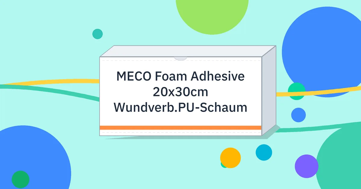 Symbolbild: Packung mit der Aufschrift MECO Foam Adhesive 20x30cm Wundverb.PU-Schaum (PZN 17843984) – Verfügbarkeit und Bezug in Apotheken in Frankfurt am Main