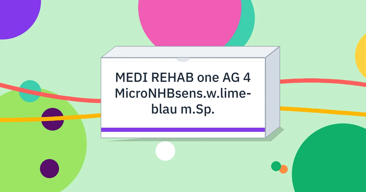 Symbolbild: Packung mit der Aufschrift MEDI REHAB one AG 4 MicroNHBsens.w.lime-blau m.Sp. (PZN 18898444) – Verfügbarkeit und Bezug in Apotheken in Frankfurt am Main