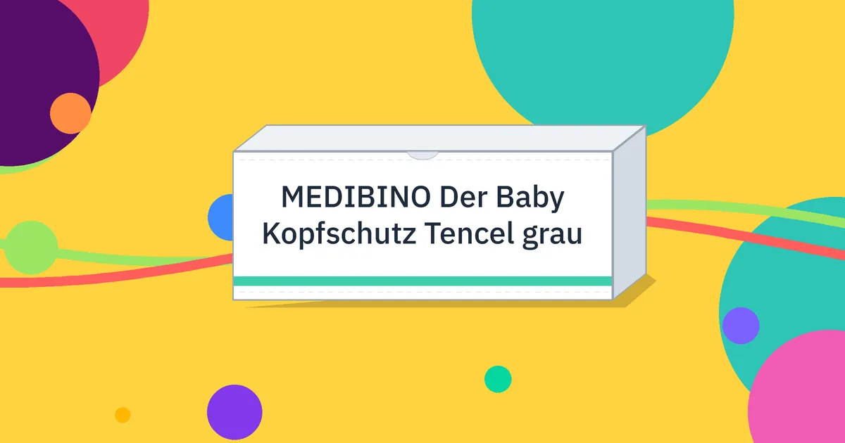 Symbolbild: Packung mit der Aufschrift MEDIBINO Der Baby Kopfschutz Tencel grau (PZN 16387455) – Verfügbarkeit und Bezug in Apotheken in Frankfurt am Main