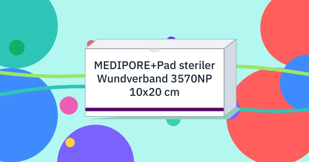 Symbolbild: Packung mit der Aufschrift MEDIPORE+Pad steriler Wundverband 3570NP 10x20 cm (PZN 07194823) – Verfügbarkeit und Bezug in Apotheken in Frankfurt am Main
