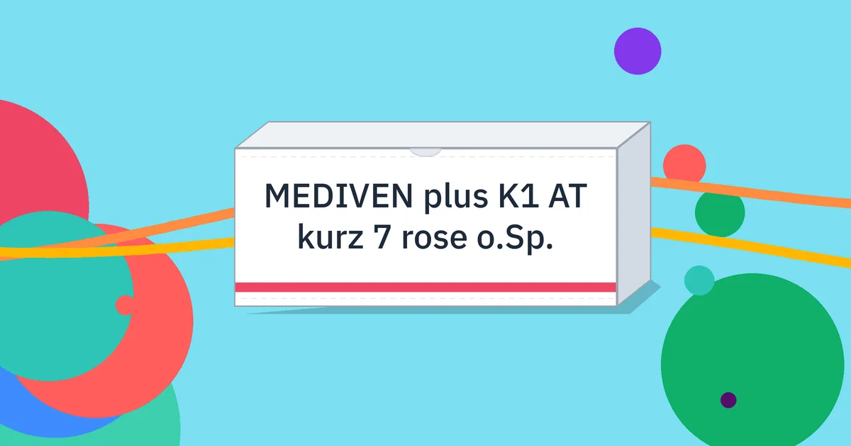 Symbolbild: Packung mit der Aufschrift MEDIVEN plus K1 AT kurz 7 rose o.Sp. (PZN 15026608) – Verfügbarkeit und Bezug in Apotheken in Frankfurt am Main
