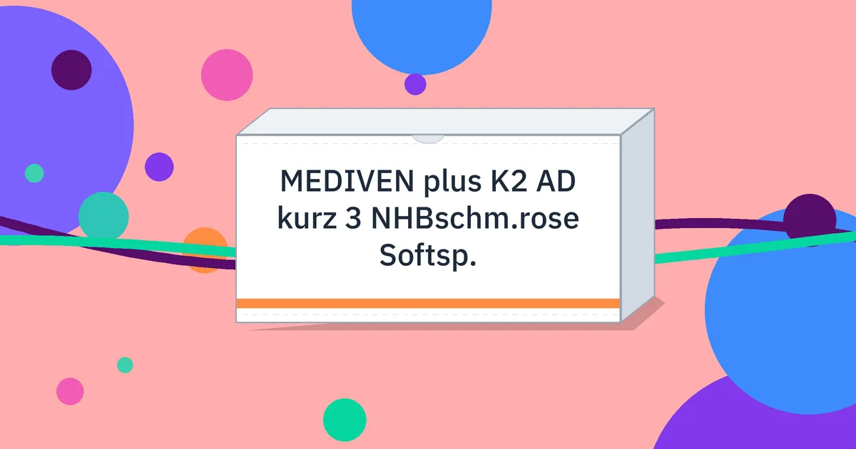 Symbolbild: Packung mit der Aufschrift MEDIVEN plus K2 AD kurz 3 NHBschm.rose Softsp. (PZN 15926571) – Verfügbarkeit und Bezug in Apotheken in Frankfurt am Main