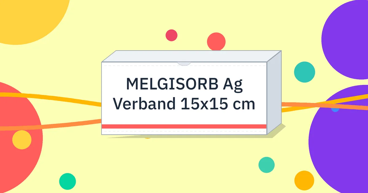 Symbolbild: Packung mit der Aufschrift MELGISORB Ag Verband 15x15 cm (PZN 12577176) – Verfügbarkeit und Bezug in Apotheken in Frankfurt am Main