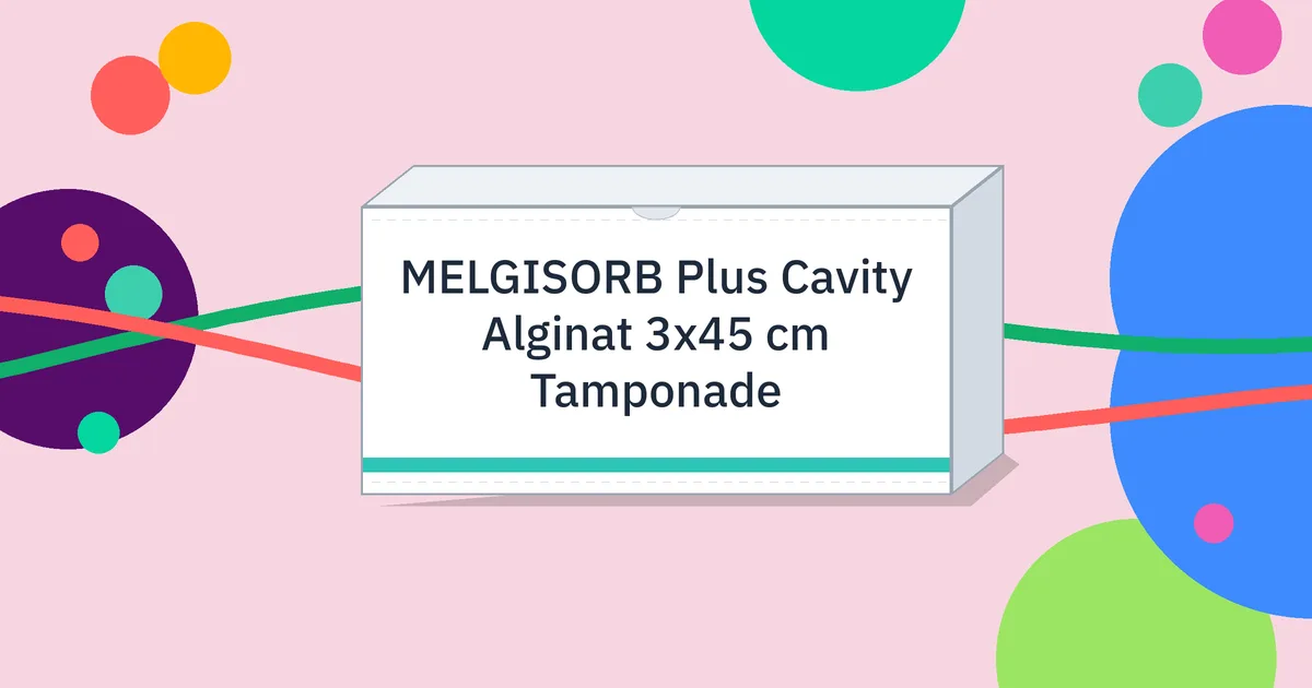 Symbolbild: Packung mit der Aufschrift MELGISORB Plus Cavity Alginat 3x45 cm Tamponade (PZN 10263918) – Verfügbarkeit und Bezug in Apotheken in Frankfurt am Main