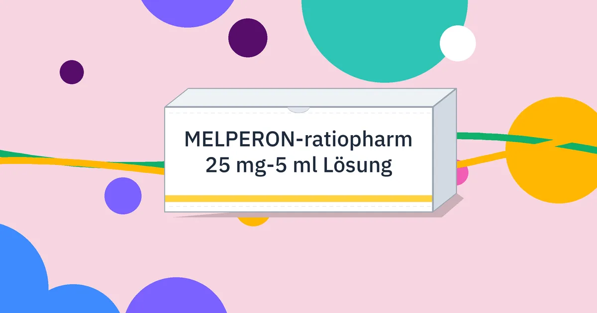 Symbolbild: Packung mit der Aufschrift MELPERON-ratiopharm 25 mg-5 ml Lösung (PZN 08916750) – Verfügbarkeit und Bezug in Apotheken in Frankfurt am Main