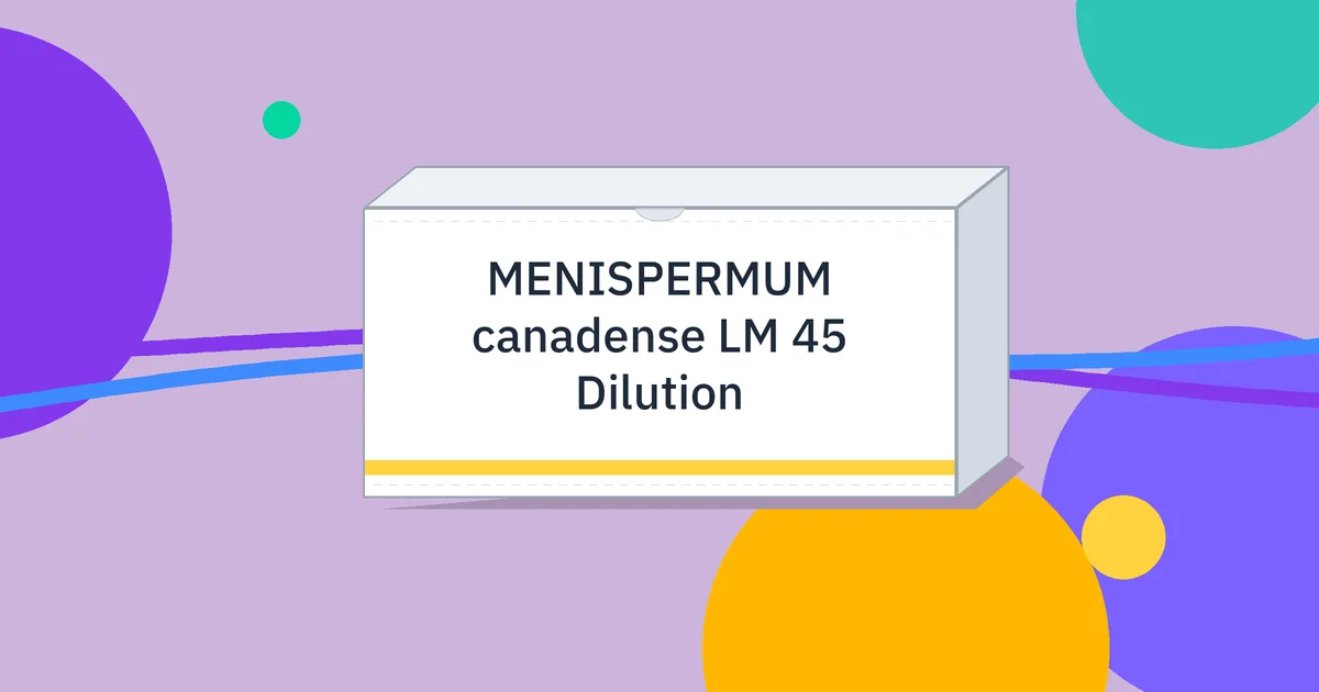 Symbolbild: Packung mit der Aufschrift MENISPERMUM canadense LM 45 Dilution (PZN 13603556) – Verfügbarkeit und Bezug in Apotheken in Frankfurt am Main