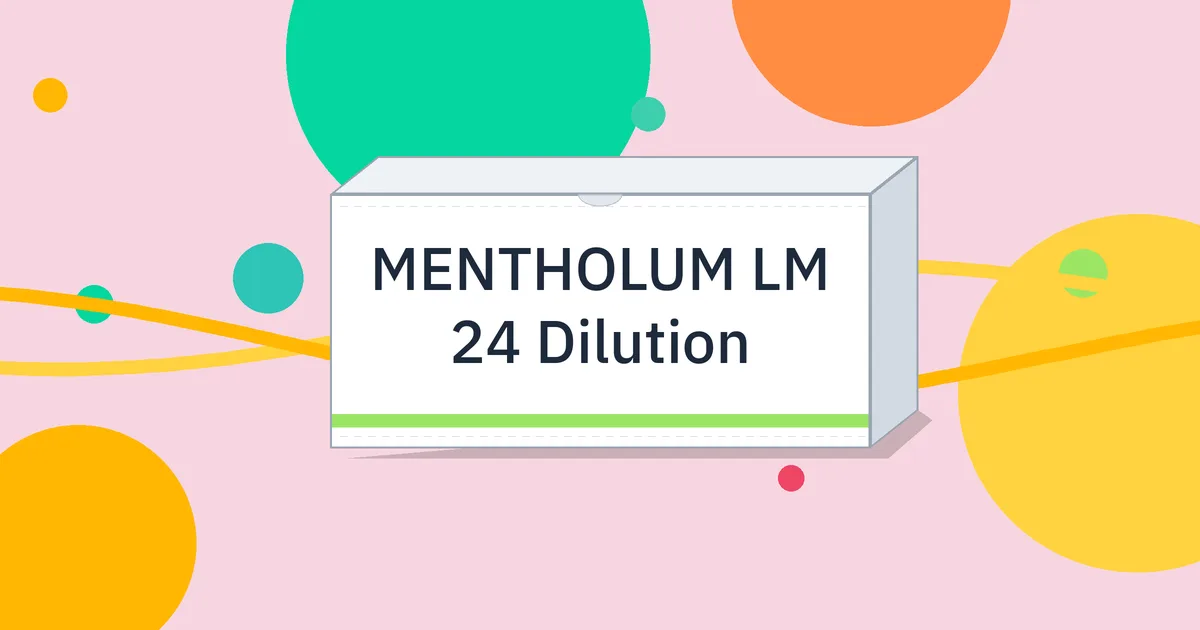 Symbolbild: Packung mit der Aufschrift MENTHOLUM LM 24 Dilution (PZN 13604811) – Verfügbarkeit und Bezug in Apotheken in Frankfurt am Main