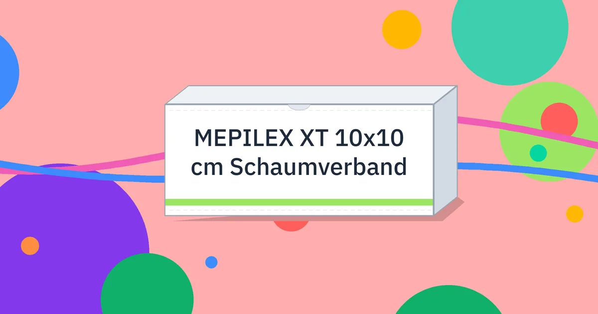 Symbolbild: Packung mit der Aufschrift MEPILEX XT 10x10 cm Schaumverband (PZN 11152351) – Verfügbarkeit und Bezug in Apotheken in Frankfurt am Main