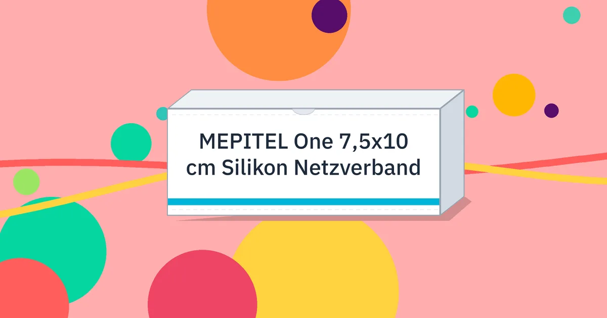 Symbolbild: Packung mit der Aufschrift MEPITEL One 7,5x10 cm Silikon Netzverband (PZN 16234102) – Verfügbarkeit und Bezug in Apotheken in Frankfurt am Main