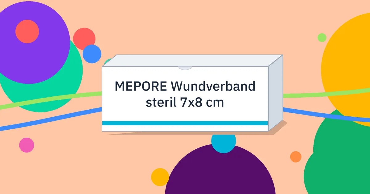 Symbolbild: Packung mit der Aufschrift MEPORE Wundverband steril 7x8 cm (PZN 10264533) – Verfügbarkeit und Bezug in Apotheken in Frankfurt am Main