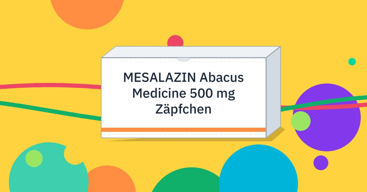 Symbolbild: Packung mit der Aufschrift MESALAZIN Abacus Medicine 500 mg Zäpfchen (PZN 19984387) – Verfügbarkeit und Bezug in Apotheken in Frankfurt am Main