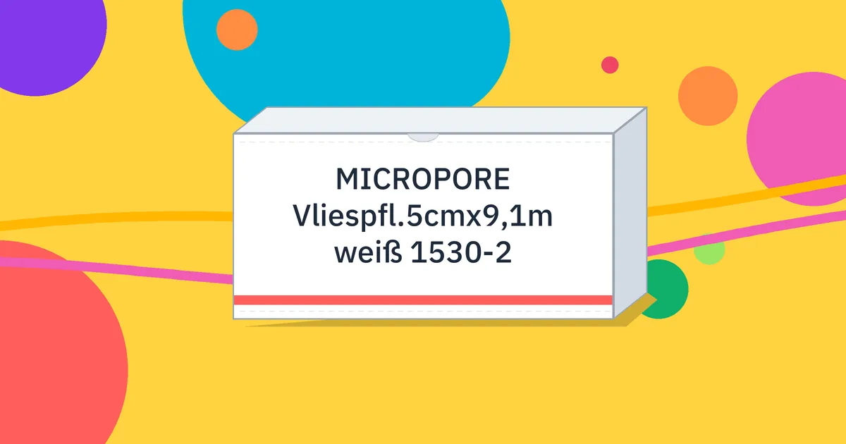 Symbolbild: Packung mit der Aufschrift MICROPORE Vliespfl.5cmx9,1m weiß 1530-2 (PZN 06101647) – Verfügbarkeit und Bezug in Apotheken in Frankfurt am Main