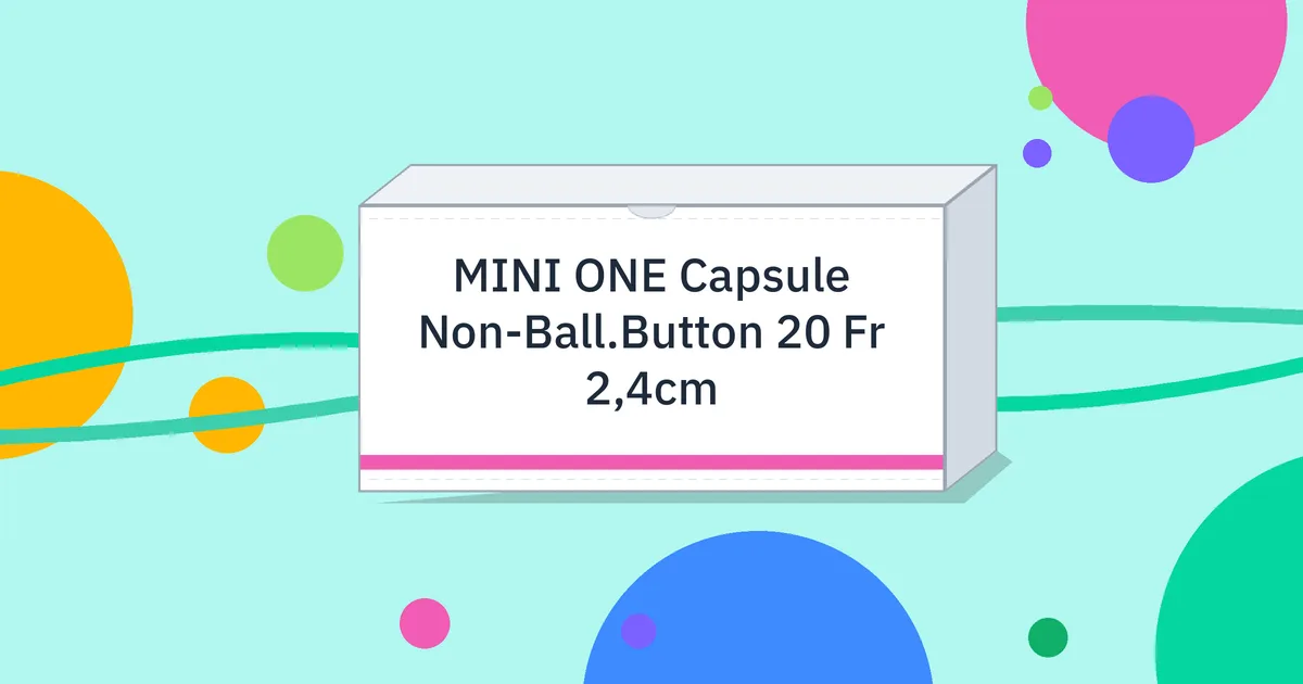Symbolbild: Packung mit der Aufschrift MINI ONE Capsule Non-Ball.Button 20 Fr 2,4cm (PZN 14343850) – Verfügbarkeit und Bezug in Apotheken in Frankfurt am Main